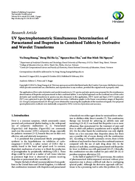 Pdf Uv Spectrophotometric Simultaneous Determination Of Paracetamol And Ibuprofen In Combined