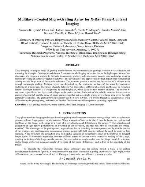 Pdf Multilayer Coated Micro Grating Array For X Ray Phase Contrast