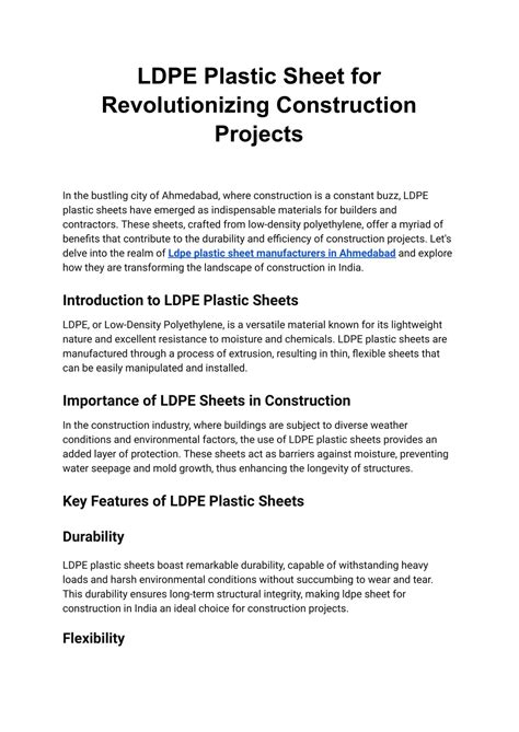 PPT LDPE Plastic Sheet For Revolutionizing Construction Projects PowerPoint Presentation ID