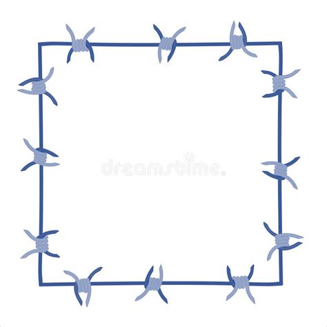 Square Barbed Wire Fence Barrier Frame Illustration Stock Vector Illustration Of Protection