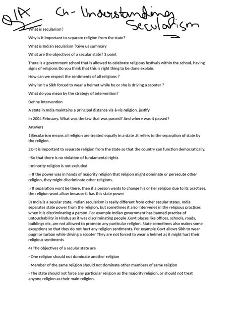Understanding Secularism Class 8 Pdf Secularism Religion And Government