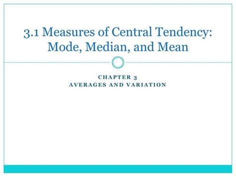 Measures Of Central Tendency Ppt