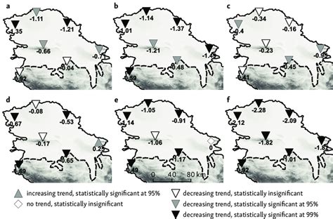 Spatial Distribution Of Linear Trends Per Decade In Light A D