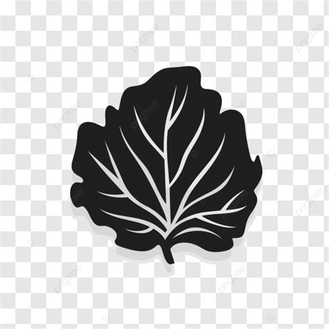 Black Leaf Shaped Object Vector A Simplistic Black Icon Of Cabbage On