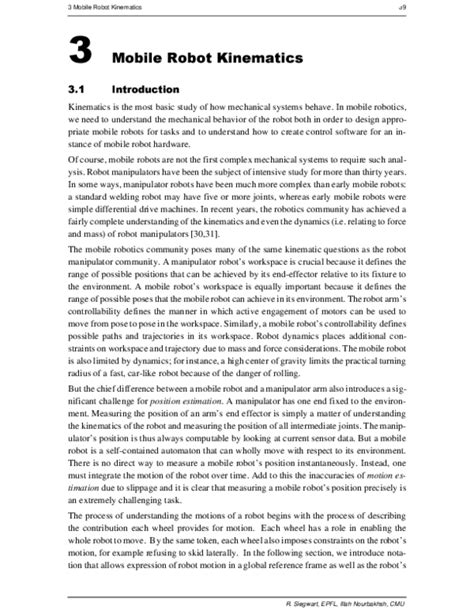 Pdf Mobile Robot Kinematics 1