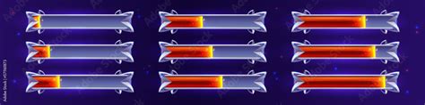 Progress Bar Game Interface Design Isolated Set In Vector Cartoon Level Loading Speed Ui