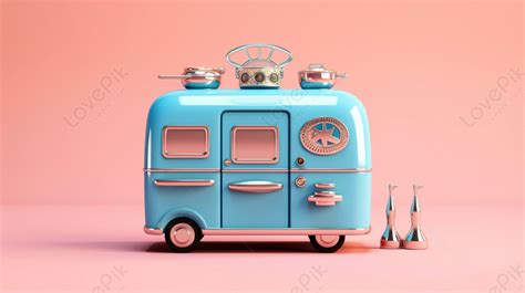 생생한 이중톤 분홍색 배경에 파란색 액센트가 있는 3d 렌더링된 빈티지 장난감 주방 모형 홍색 배경 아기 놀이 배경 장난감 배경 이미지 Hd 홍색 아기 놀이