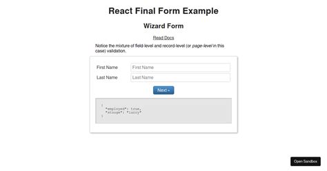 Wizard Example Codesandbox