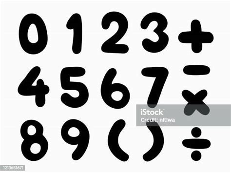 굵은 스트로크 라인 간단한 고립 된 손으로 그린 알파벳 번호 글꼴 캘리그래픽 미니멀 리스트 스타일 0에 대한 스톡 벡터 아트 및