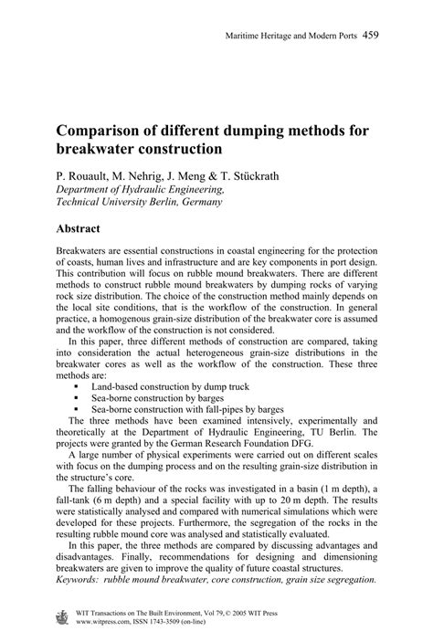 pdf comparison of different dumping methods for breakwater construction