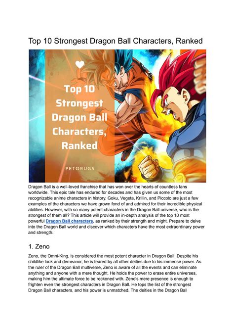 Top 10 Strongest Dragon Ball Characters Ranked By Petorugsstore Issuu