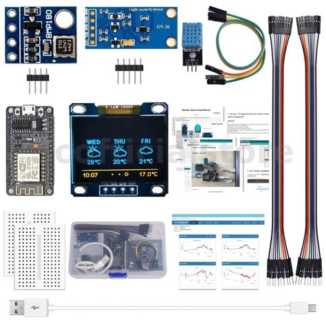 Esp8266 Weather Station Kit With Temperature Humidity Atmosphetic Pressure Light Sensor 096