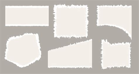 찢어진 종이 조각 세트 가장자리가 고르지 않은 물결 모양의 용지 라벨 배너 콜라주 텍스트 상자 스티커 포스터를 위한 찢어진 조각 벡터 일러스트 레이 션 0명에 대한 스톡