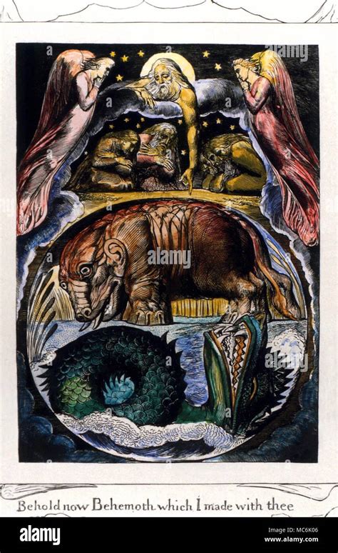 Demons Behemoth And Leviathan Engraving By William Blake As One Of His Illustrations To The