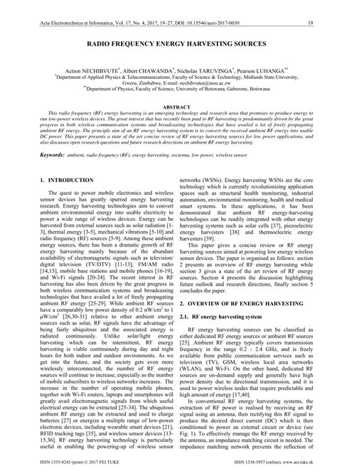 Pdf Radio Frequency Energy Harvesting Sources
