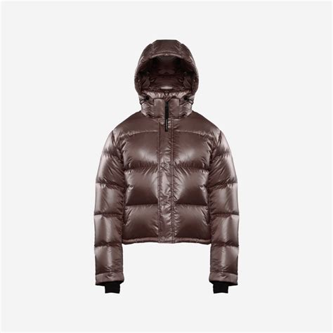 W 아리찌아 더 슈퍼 퍼프 쇼티 하이 글로스 재패니스 태피터 크롭 구스 다운 퍼퍼 자켓 스톤 토프 Aritzia Kream