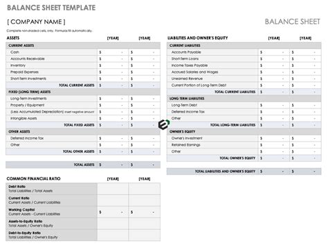 Accounting Balance Sheet Template Excel