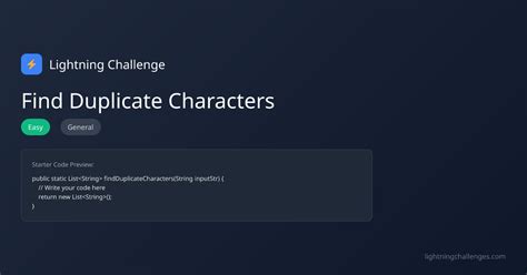 find duplicate characters lightning challenge