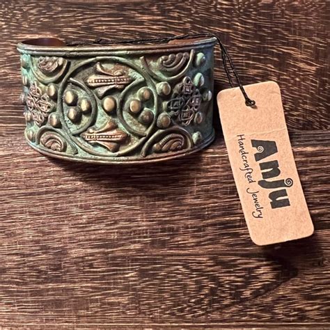 Anju Jewelry Nwt Anju Tealgreen Copper Artisan Hand Crafted Cuff
