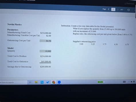 Solved And Two Way Data Table Xlsx Nowlin Plastics Nowlin Chegg Com