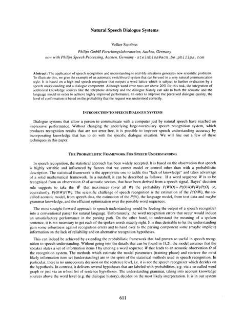 Pdf Natural Speech Dialogue Systems