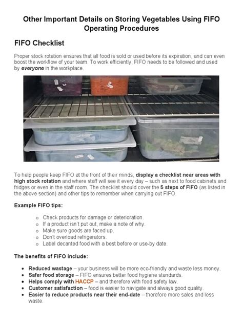 Efficient Fifo For Food Storage Pdf Foods Shelf Life