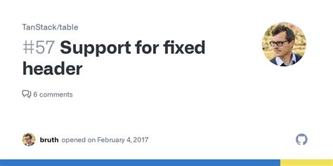 support for fixed header · issue 57 · tanstack table · github