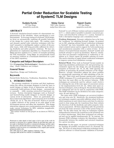 Pdf Partial Order Reduction For Scalable Testing Of Systemc Tlm Designs