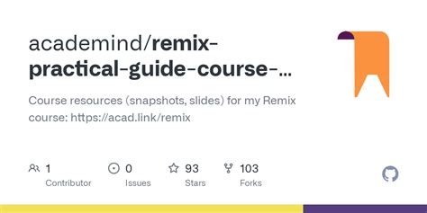 GitHub Academind Remix Practical Guide Course Resources Course Resources Snapshots Slides