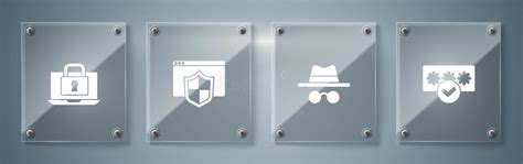 Set Password Protection Incognito Mode Browser With Shield And Laptop And Lock Square Glass