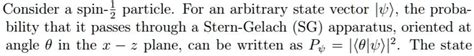 Solved Consider A Spin Particle For An Arbitrary State Vector V