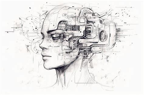 Cyborg Sketch A Futuristic Illustration Of A Cyborg Combining
