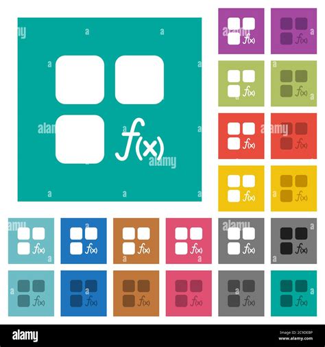 Component Functions Multi Colored Flat Icons On Plain Square Backgrounds Included White And