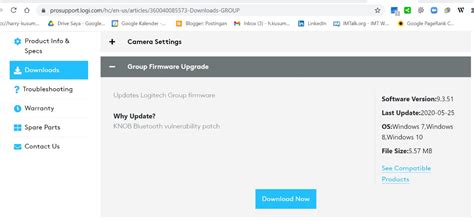 Logitech Group Firmware Update Video Conference ID