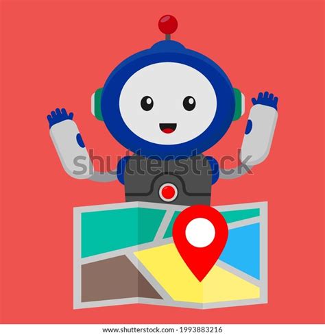 Robot Map Location Pin Icon Illustration Stock Vector Royalty Free