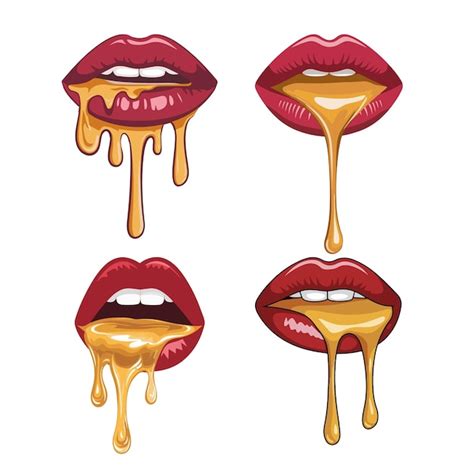 Sexy Honey Dripping Lips Vector Icon Premium Ai Generated Vector