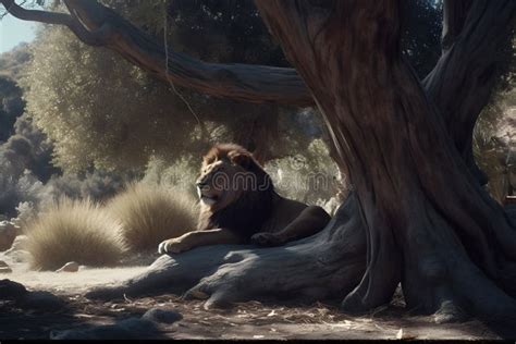 Lion In Nature In The Reserve Neural Network Ai Generated Stock Illustration Illustration Of