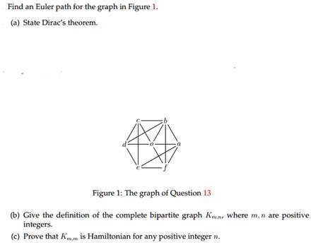 Find An Euler Path For The Graph In Figure 1 A State Diracs Theorem