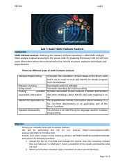 SEC Lab Docx SEC Lab Lab Basic Static Malware Analysis Introduction Static