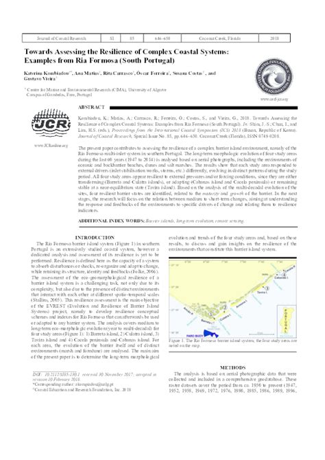 Pdf Towards Assessing The Resilience Of Complex Coastal Systems