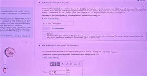 Solved Part A Angular Velocity Of The Pulley The Puley