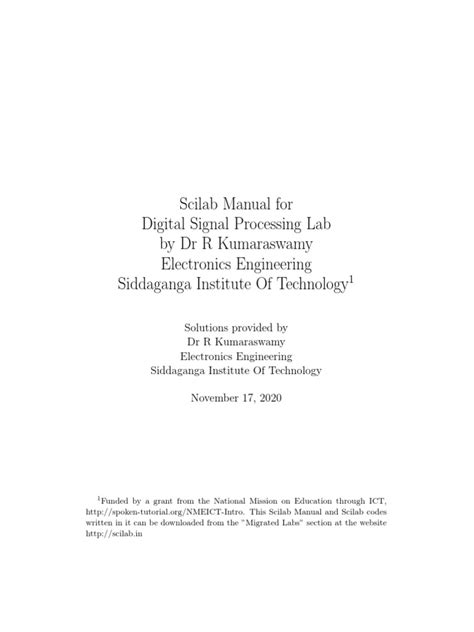 Scilab Manual For Digital Signal Processing Lab Pdf Computational