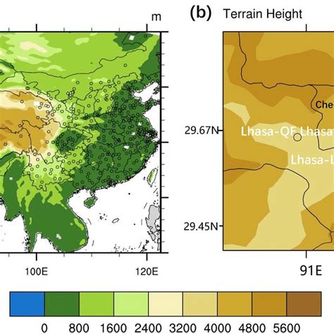 A The Simulation Domain And Terrain Height In The Wrf‐chem Model With Download Scientific