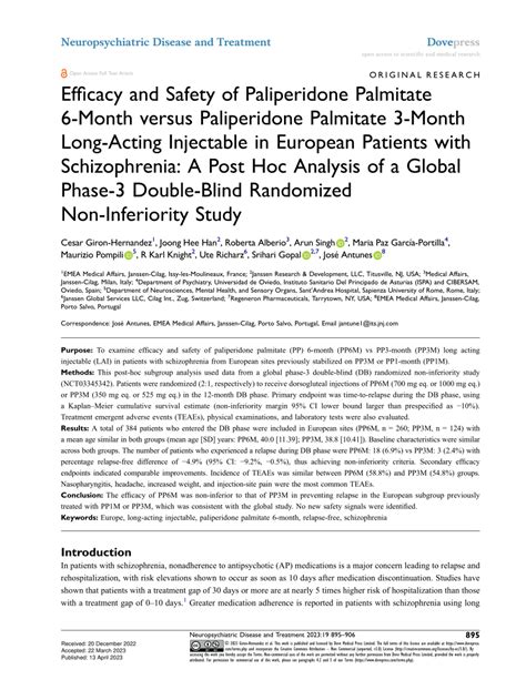 Pdf Efficacy And Safety Of Paliperidone Palmitate 6 Month Versus Paliperidone Palmitate 3