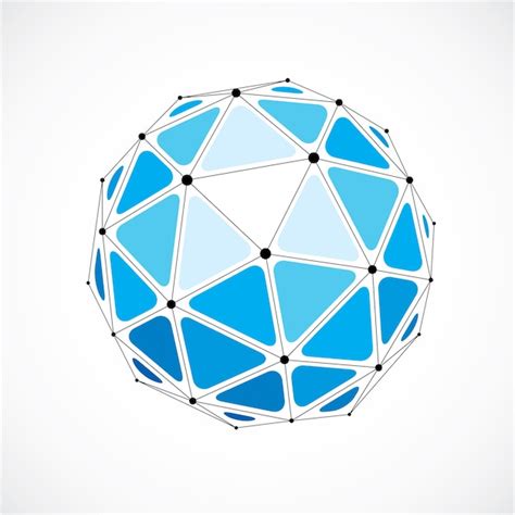 Premium Vector Vector Dimensional Wireframe Low Poly Object Blue Spherical Shape With Black