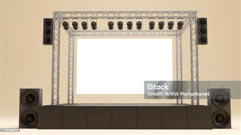 3d rendering of truss light and sound system on color background of event and business concept