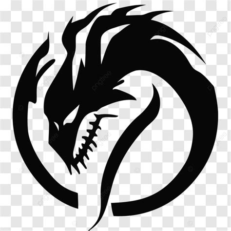 원 안의 검은 용 벡터 흰색 배경에 독이 있는 단순한 검은색 아이콘 그림자 없음 작은 프레임 중앙 Png 일러스트 및 벡터 에 대한 무료 다운로드 Pngtree