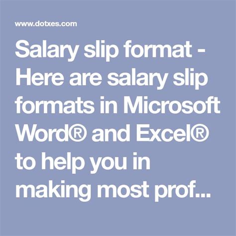 Salary Slip Format Here Are Salary Slip Formats In Microsoft Word And Excel To Help You In