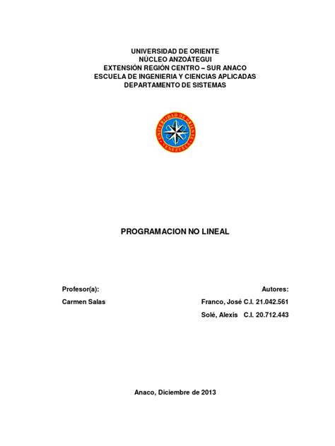 programacion no lineal pdf pdf optimización matemática Áreas de