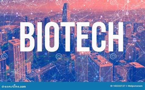Biotech Theme with Abstract Network Patterns and Skyscrapers Stock Image - Image of engineering ...